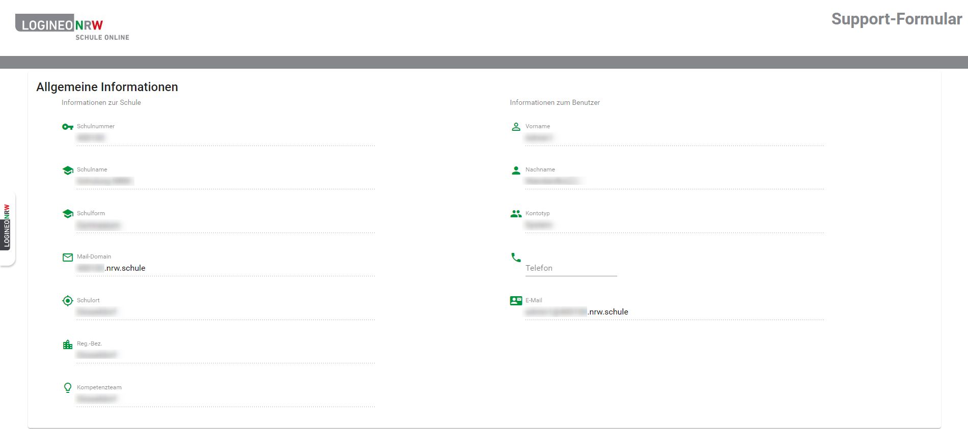 Anfrage an den Support: Aufbau der Support-Formulars | Netzwerk-Moodle